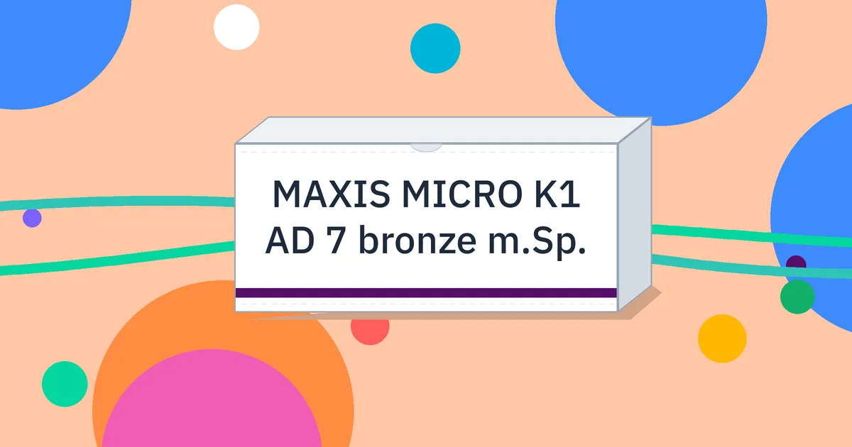Symbolbild: Packung mit der Aufschrift MAXIS MICRO K1 AD 7 bronze m.Sp. (PZN 17672034) – Verfügbarkeit und Bezug in Apotheken in Frankfurt am Main