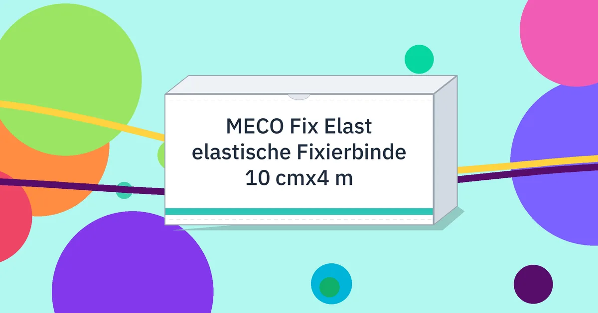 Symbolbild: Packung mit der Aufschrift MECO Fix Elast elastische Fixierbinde 10 cmx4 m (PZN 19808064) – Verfügbarkeit und Bezug in Apotheken in Frankfurt am Main
