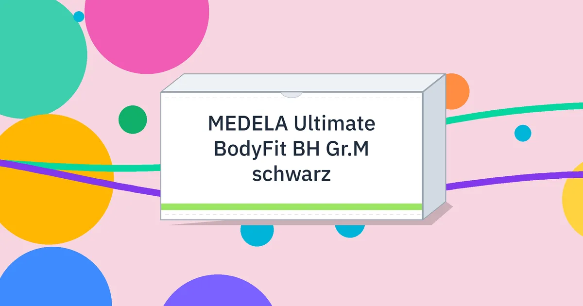 Symbolbild: Packung mit der Aufschrift MEDELA Ultimate BodyFit BH Gr.M schwarz (PZN 16356650) – Verfügbarkeit und Bezug in Apotheken in Frankfurt am Main