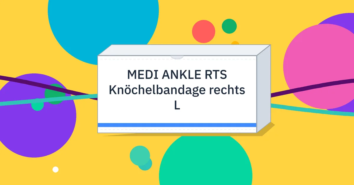 Symbolbild: Packung mit der Aufschrift MEDI ANKLE RTS Knöchelbandage rechts L (PZN 19891591) – Verfügbarkeit und Bezug in Apotheken in Frankfurt am Main