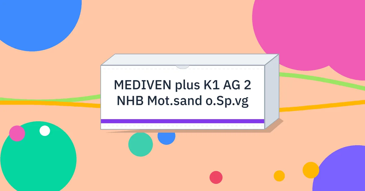 Symbolbild: Packung mit der Aufschrift MEDIVEN plus K1 AG 2 NHB Mot.sand o.Sp.vg (PZN 18940531) – Verfügbarkeit und Bezug in Apotheken in Frankfurt am Main