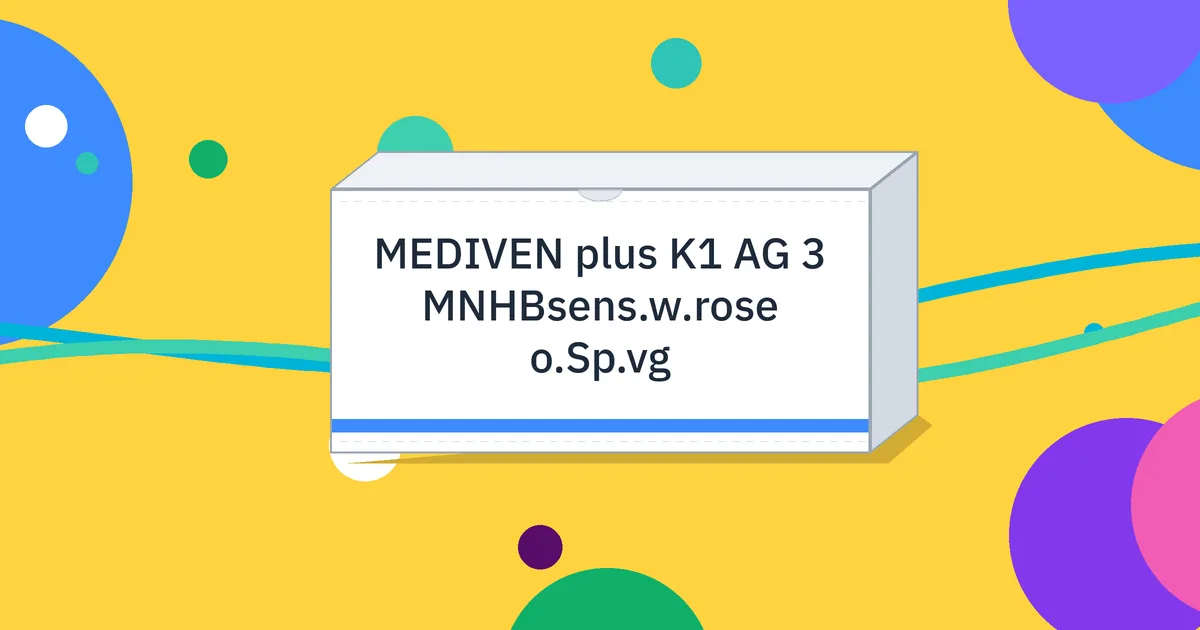 Symbolbild: Packung mit der Aufschrift MEDIVEN plus K1 AG 3 MNHBsens.w.rose o.Sp.vg (PZN 15918519) – Verfügbarkeit und Bezug in Apotheken in Frankfurt am Main