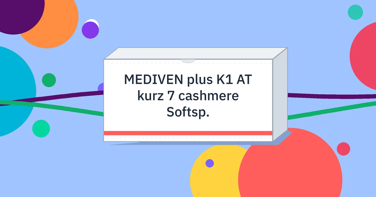 Symbolbild: Packung mit der Aufschrift MEDIVEN plus K1 AT kurz 7 cashmere Softsp. (PZN 15026525) – Verfügbarkeit und Bezug in Apotheken in Frankfurt am Main