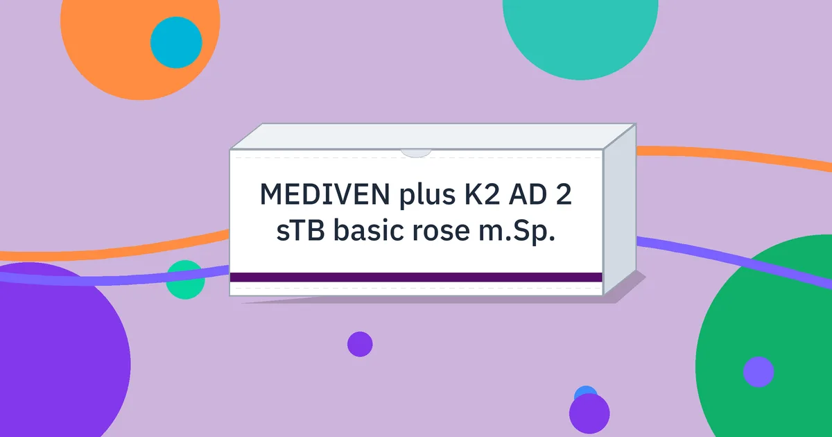 Symbolbild: Packung mit der Aufschrift MEDIVEN plus K2 AD 2 sTB basic rose m.Sp. (PZN 15095710) – Verfügbarkeit und Bezug in Apotheken in Frankfurt am Main