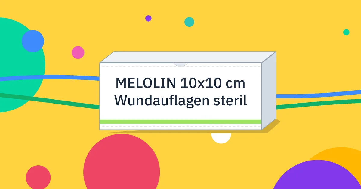 Symbolbild: Packung mit der Aufschrift MELOLIN 10x10 cm Wundauflagen steril (PZN 00978527) – Verfügbarkeit und Bezug in Apotheken in Frankfurt am Main