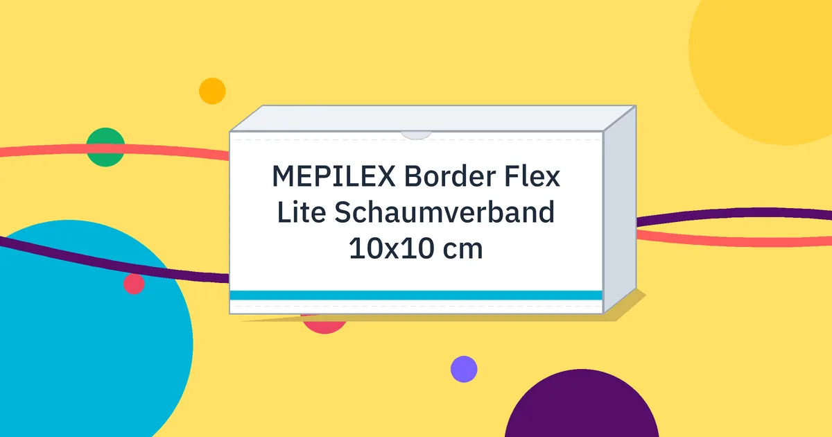 Symbolbild: Packung mit der Aufschrift MEPILEX Border Flex Lite Schaumverband 10x10 cm (PZN 20643349) – Verfügbarkeit und Bezug in Apotheken in Frankfurt am Main