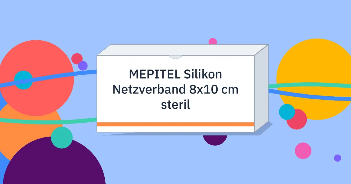 Symbolbild: Packung mit der Aufschrift MEPITEL Silikon Netzverband 8x10 cm steril (PZN 18052397) – Verfügbarkeit und Bezug in Apotheken in Frankfurt am Main