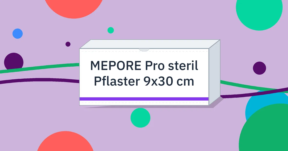 Symbolbild: Packung mit der Aufschrift MEPORE Pro steril Pflaster 9x30 cm (PZN 12577383) – Verfügbarkeit und Bezug in Apotheken in Frankfurt am Main