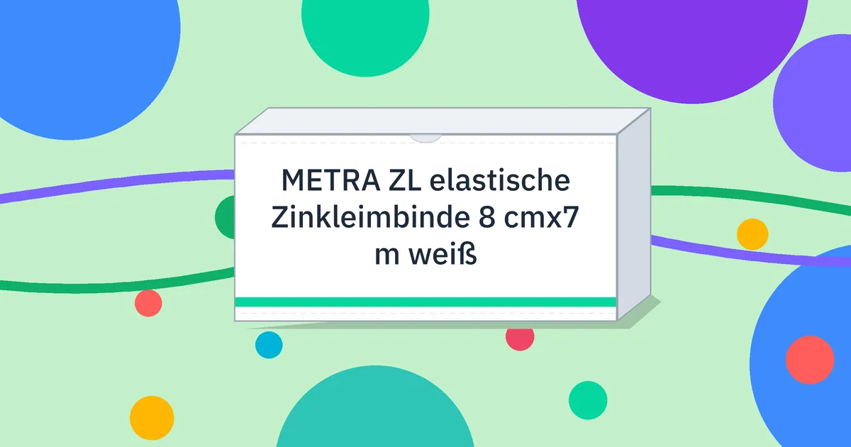 Symbolbild: Packung mit der Aufschrift METRA ZL elastische Zinkleimbinde 8 cmx7 m weiß (PZN 19187685) – Verfügbarkeit und Bezug in Apotheken in Frankfurt am Main