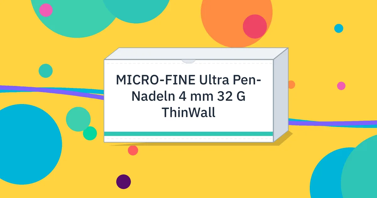Symbolbild: Packung mit der Aufschrift MICRO-FINE Ultra Pen-Nadeln 4 mm 32 G ThinWall (PZN 20828333) – Verfügbarkeit und Bezug in Apotheken in Frankfurt am Main