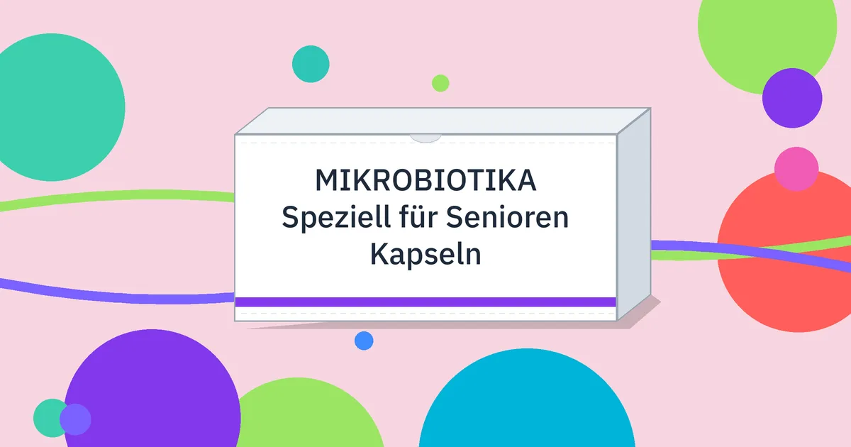 Symbolbild: Packung mit der Aufschrift MIKROBIOTIKA Speziell für Senioren Kapseln (PZN 10980100) – Verfügbarkeit und Bezug in Apotheken in Frankfurt am Main