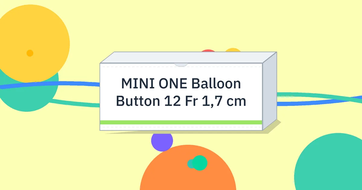 Symbolbild: Packung mit der Aufschrift MINI ONE Balloon Button 12 Fr 1,7 cm (PZN 14341710) – Verfügbarkeit und Bezug in Apotheken in Frankfurt am Main