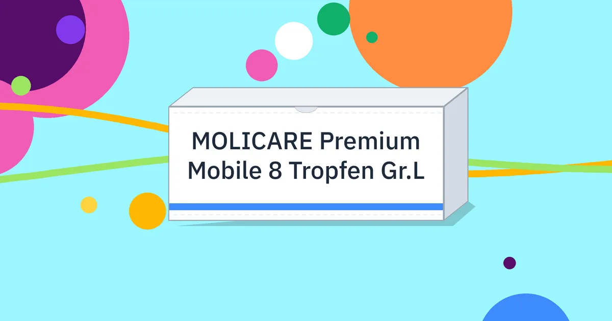 Symbolbild: Packung mit der Aufschrift MOLICARE Premium Mobile 8 Tropfen Gr.L (PZN 14442960) – Verfügbarkeit und Bezug in Apotheken in Frankfurt am Main