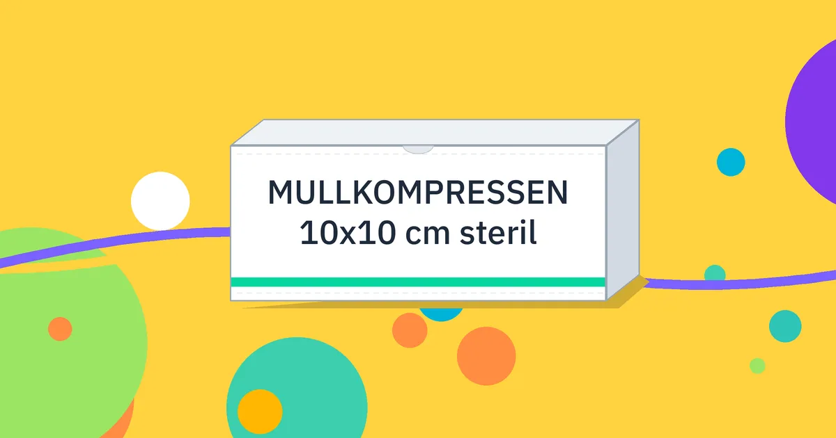 Symbolbild: Packung mit der Aufschrift MULLKOMPRESSEN 10x10 cm steril (PZN 07623520) – Verfügbarkeit und Bezug in Apotheken in Frankfurt am Main