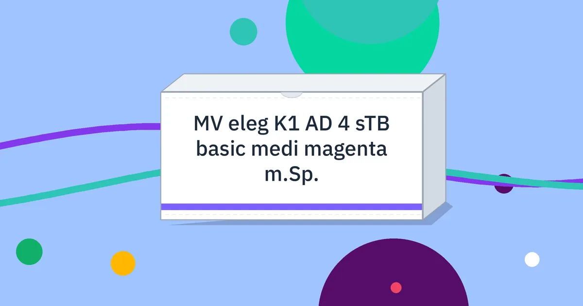 Symbolbild: Packung mit der Aufschrift MV eleg K1 AD 4 sTB basic medi magenta m.Sp. (PZN 14618933) – Verfügbarkeit und Bezug in Apotheken in Frankfurt am Main
