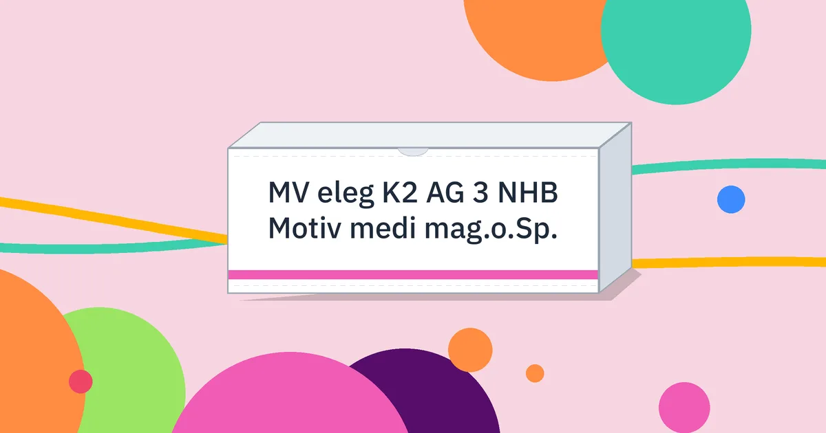 Symbolbild: Packung mit der Aufschrift MV eleg K2 AG 3 NHB Motiv medi mag.o.Sp. (PZN 15722093) – Verfügbarkeit und Bezug in Apotheken in Frankfurt am Main