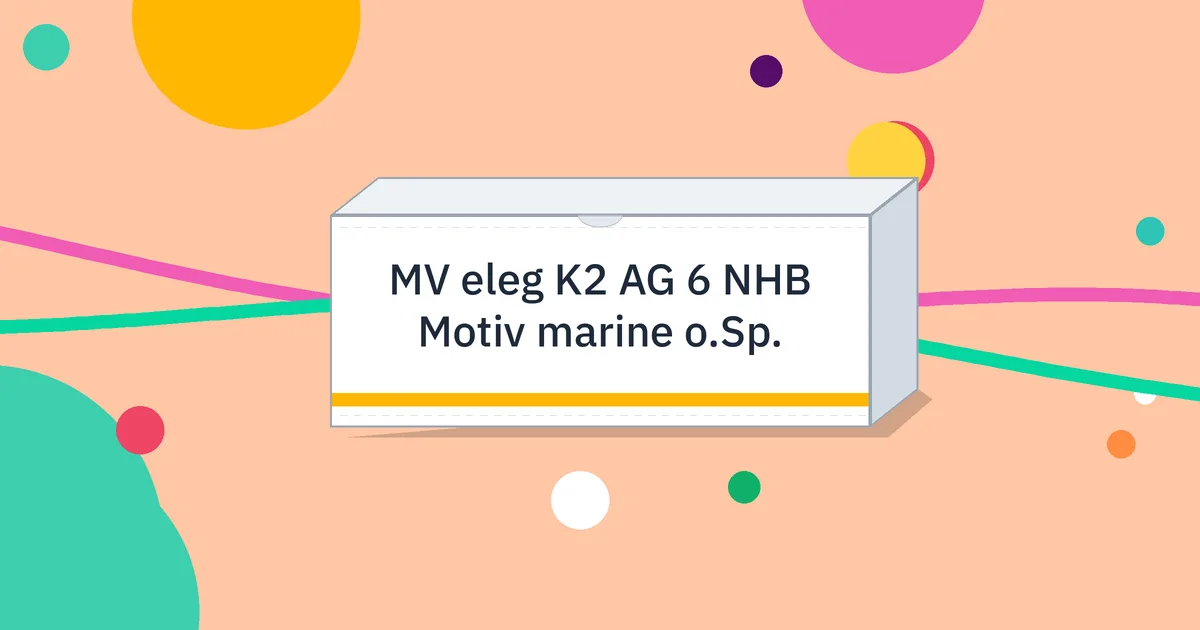 Symbolbild: Packung mit der Aufschrift MV eleg K2 AG 6 NHB Motiv marine o.Sp. (PZN 15722897) – Verfügbarkeit und Bezug in Apotheken in Frankfurt am Main