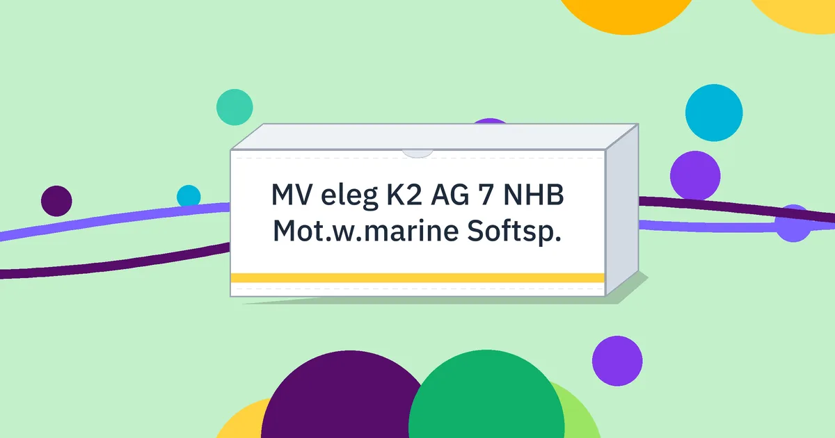 Symbolbild: Packung mit der Aufschrift MV eleg K2 AG 7 NHB Mot.w.marine Softsp. (PZN 15727713) – Verfügbarkeit und Bezug in Apotheken in Frankfurt am Main