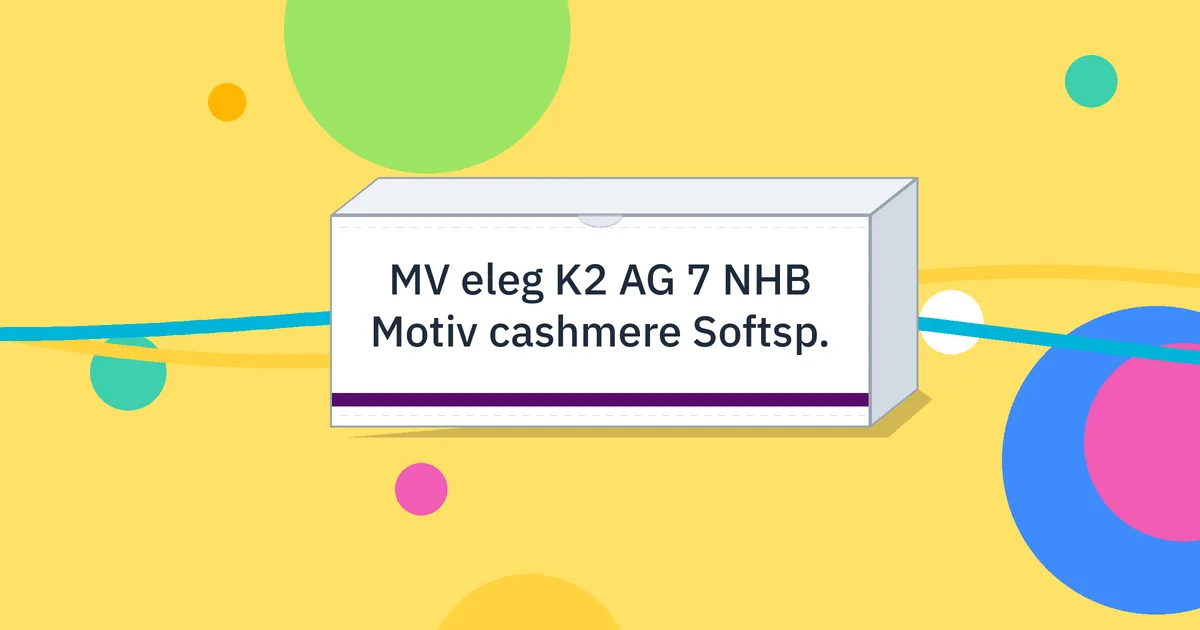 Symbolbild: Packung mit der Aufschrift MV eleg K2 AG 7 NHB Motiv cashmere Softsp. (PZN 15721805) – Verfügbarkeit und Bezug in Apotheken in Frankfurt am Main