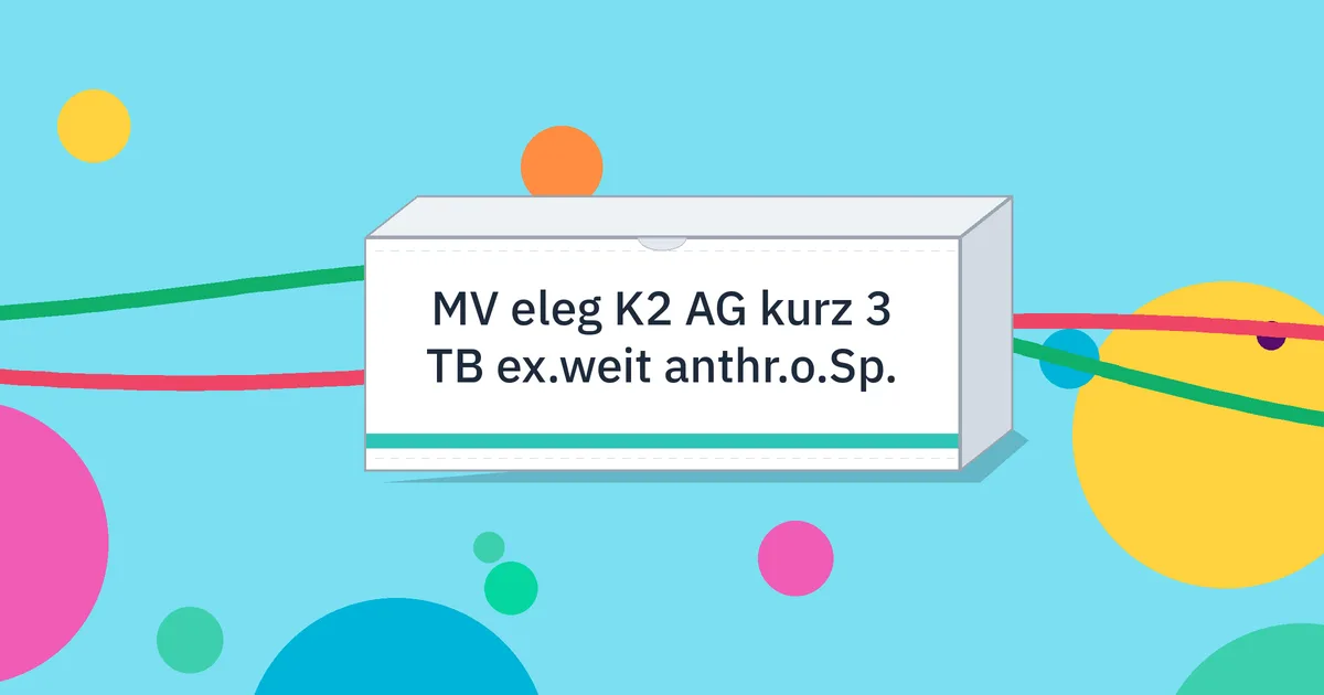 Symbolbild: Packung mit der Aufschrift MV eleg K2 AG kurz 3 TB ex.weit anthr.o.Sp. (PZN 09879838) – Verfügbarkeit und Bezug in Apotheken in Frankfurt am Main