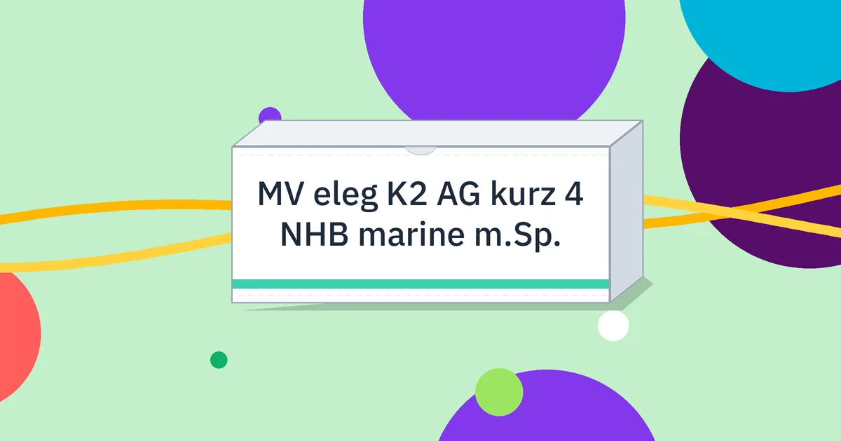 Symbolbild: Packung mit der Aufschrift MV eleg K2 AG kurz 4 NHB marine m.Sp. (PZN 15717123) – Verfügbarkeit und Bezug in Apotheken in Frankfurt am Main