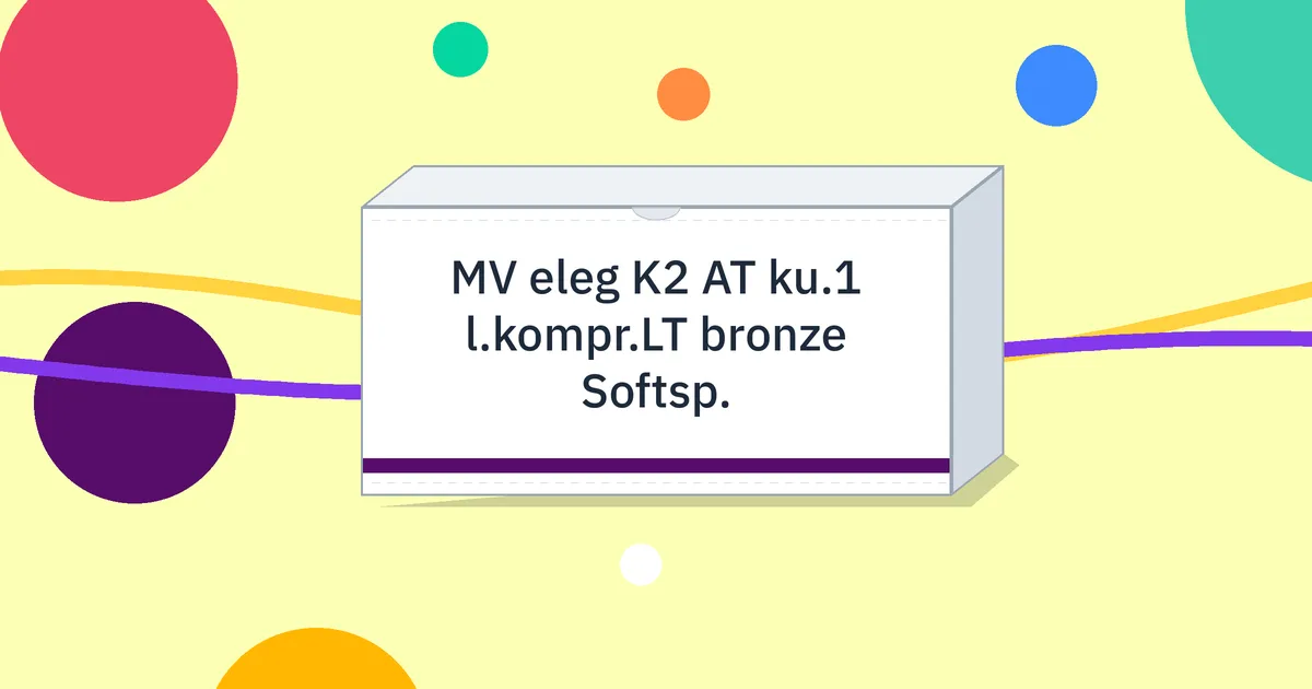 Symbolbild: Packung mit der Aufschrift MV eleg K2 AT ku.1 l.kompr.LT bronze Softsp. (PZN 15287579) – Verfügbarkeit und Bezug in Apotheken in Frankfurt am Main