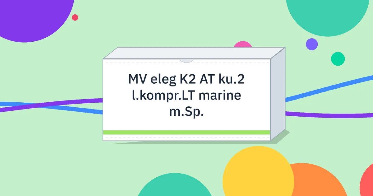 Symbolbild: Packung mit der Aufschrift MV eleg K2 AT ku.2 l.kompr.LT marine m.Sp. (PZN 15287757) – Verfügbarkeit und Bezug in Apotheken in Frankfurt am Main
