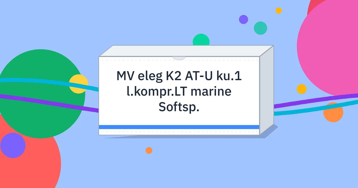 Symbolbild: Packung mit der Aufschrift MV eleg K2 AT-U ku.1 l.kompr.LT marine Softsp. (PZN 14597355) – Verfügbarkeit und Bezug in Apotheken in Frankfurt am Main