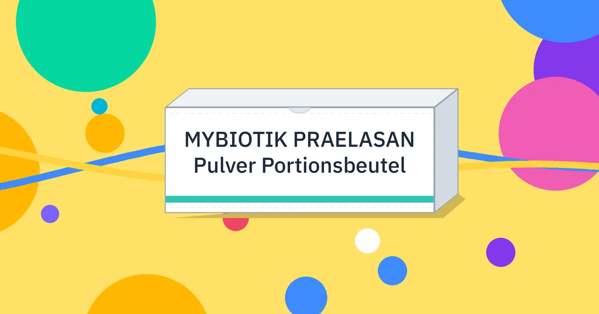 Symbolbild: Packung mit der Aufschrift MYBIOTIK PRAELASAN Pulver Portionsbeutel (PZN 20355805) – Verfügbarkeit und Bezug in Apotheken in Frankfurt am Main