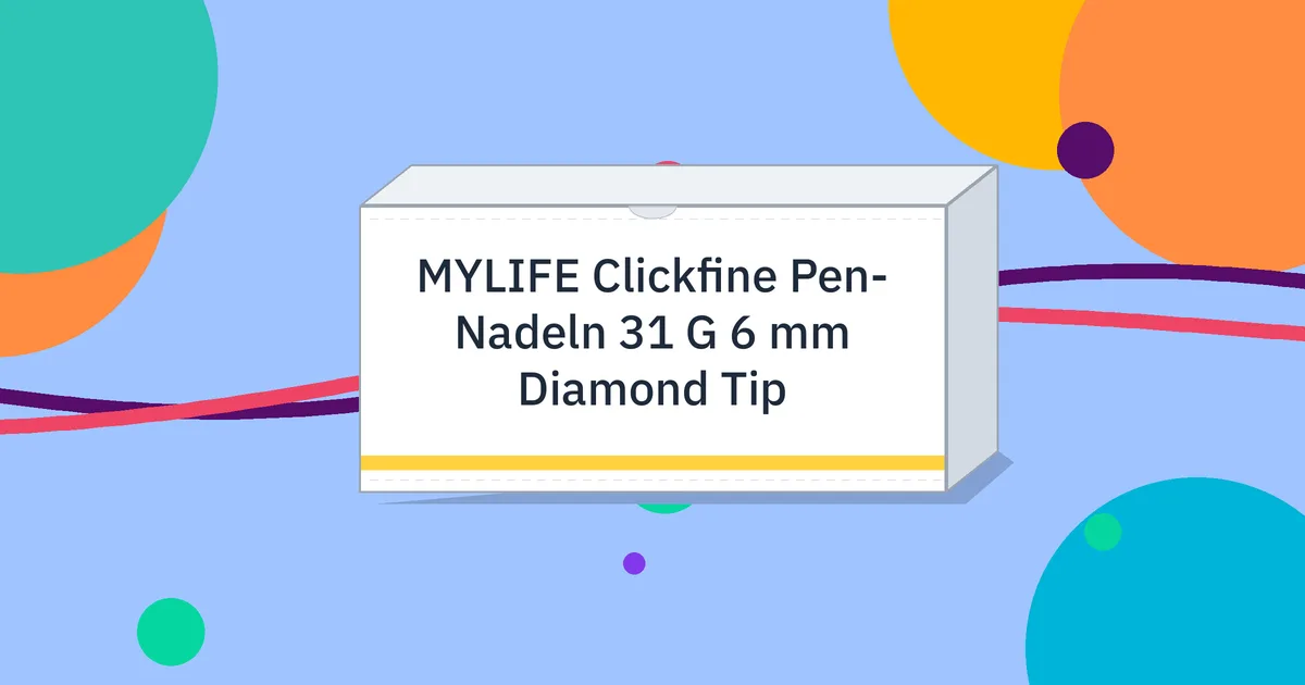 Symbolbild: Packung mit der Aufschrift MYLIFE Clickfine Pen-Nadeln 31 G 6 mm Diamond Tip (PZN 17883759) – Verfügbarkeit und Bezug in Apotheken in Frankfurt am Main