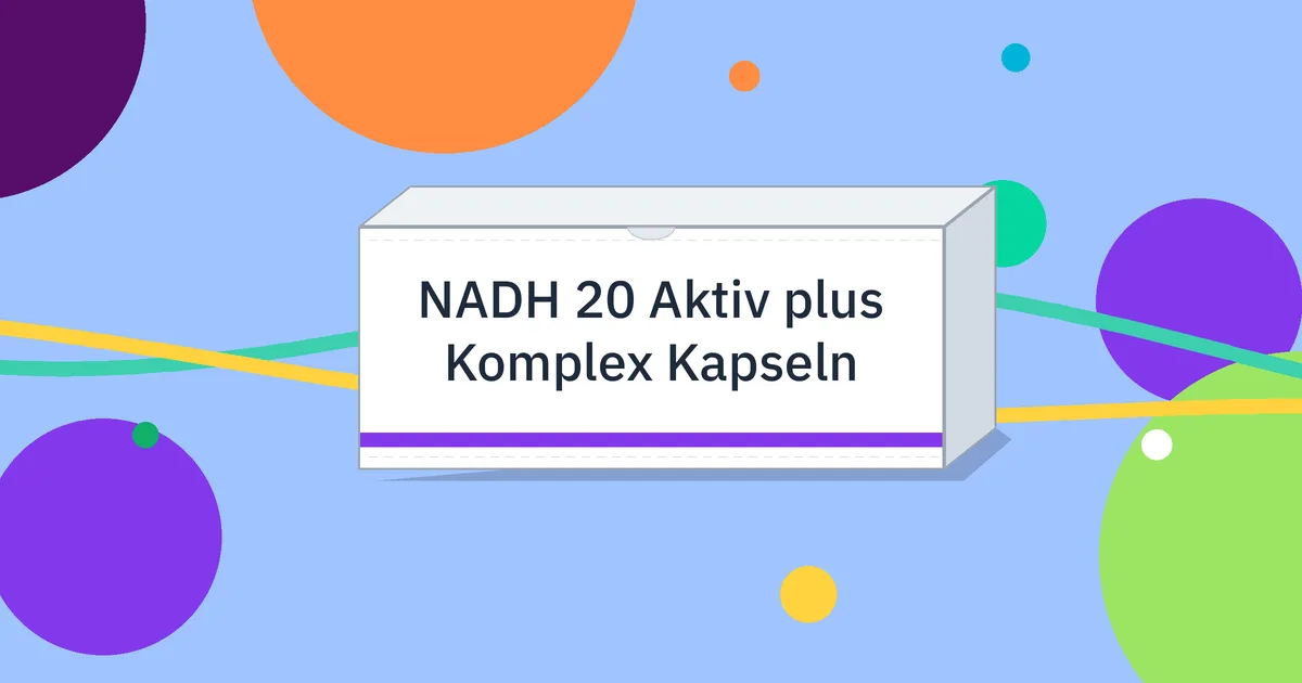Symbolbild: Packung mit der Aufschrift NADH 20 Aktiv plus Komplex Kapseln (PZN 12512142) – Verfügbarkeit und Bezug in Apotheken in Frankfurt am Main