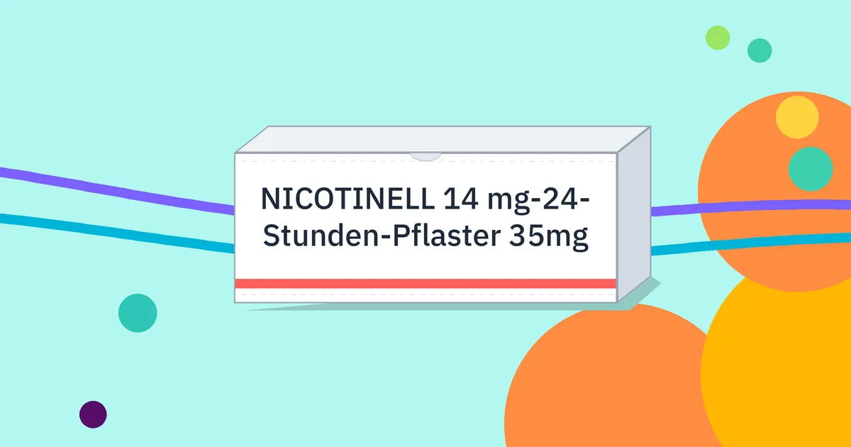 Symbolbild: Packung mit der Aufschrift NICOTINELL 14 mg-24-Stunden-Pflaster 35mg (PZN 20277815) – Verfügbarkeit und Bezug in Apotheken in Frankfurt am Main