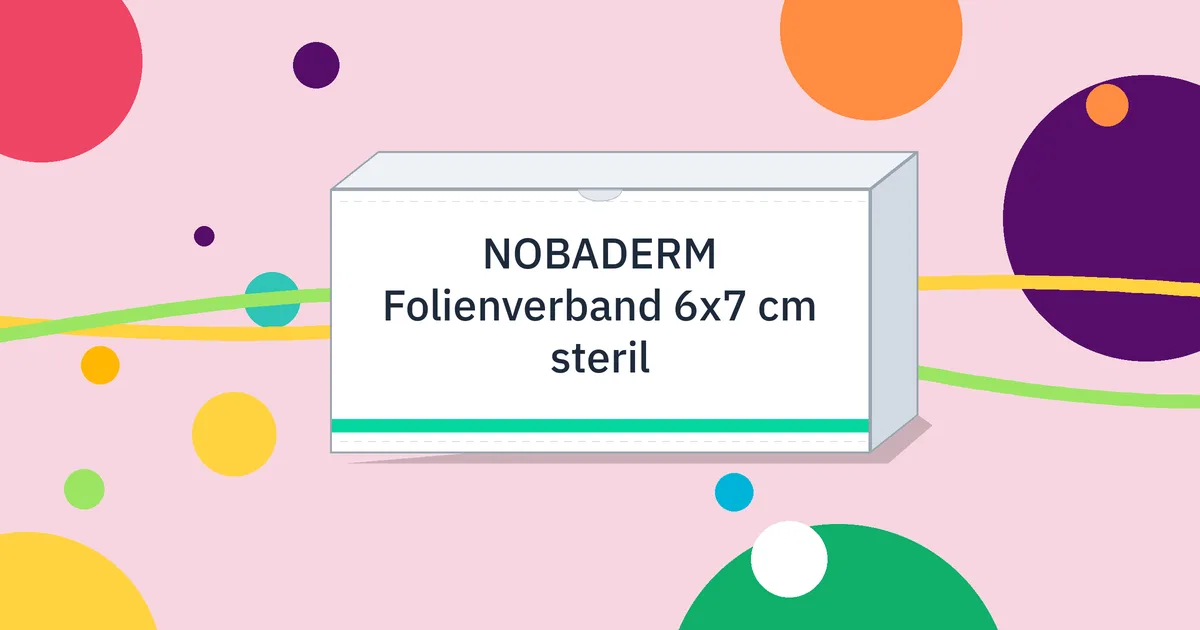 Symbolbild: Packung mit der Aufschrift NOBADERM Folienverband 6x7 cm steril (PZN 14400430) – Verfügbarkeit und Bezug in Apotheken in Frankfurt am Main