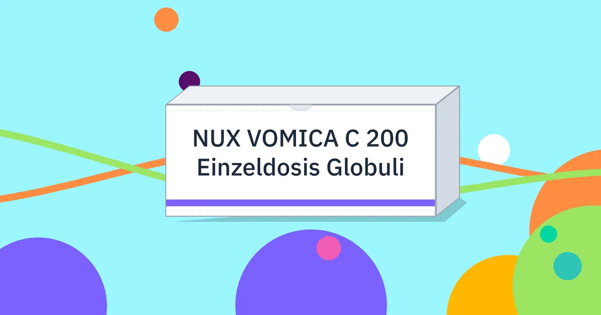 Symbolbild: Packung mit der Aufschrift NUX VOMICA C 200 Einzeldosis Globuli (PZN 01544156) – Verfügbarkeit und Bezug in Apotheken in Frankfurt am Main