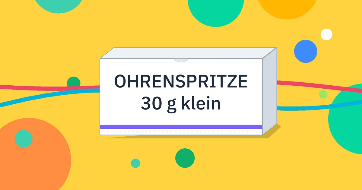 Symbolbild: Packung mit der Aufschrift OHRENSPRITZE 30 g klein (PZN 04945200) – Verfügbarkeit und Bezug in Apotheken in Frankfurt am Main