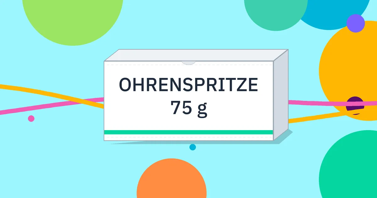 Symbolbild: Packung mit der Aufschrift OHRENSPRITZE 75 g (PZN 08585371) – Verfügbarkeit und Bezug in Apotheken in Frankfurt am Main