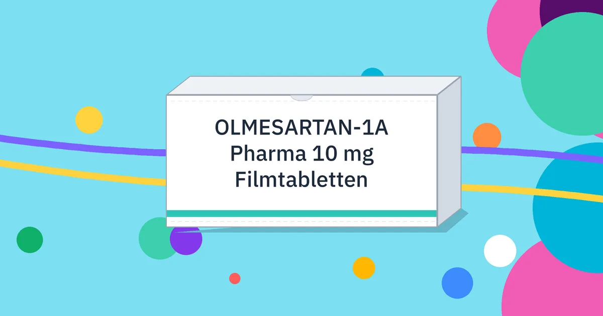 Symbolbild: Packung mit der Aufschrift OLMESARTAN-1A Pharma 10 mg Filmtabletten (PZN 12408485) – Verfügbarkeit und Bezug in Apotheken in Frankfurt am Main
