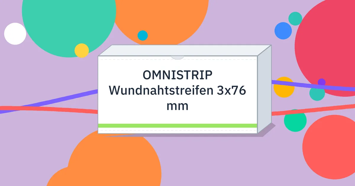 Symbolbild: Packung mit der Aufschrift OMNISTRIP Wundnahtstreifen 3x76 mm (PZN 00761638) – Verfügbarkeit und Bezug in Apotheken in Frankfurt am Main