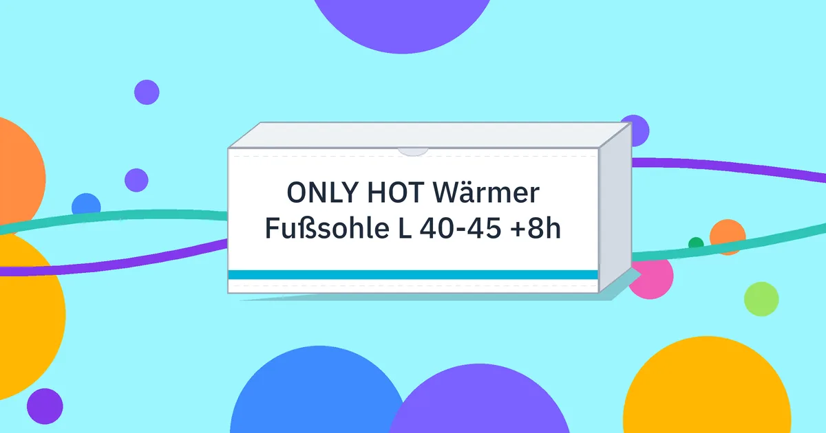 Symbolbild: Packung mit der Aufschrift ONLY HOT Wärmer Fußsohle L 40-45 +8h (PZN 17843903) – Verfügbarkeit und Bezug in Apotheken in Frankfurt am Main