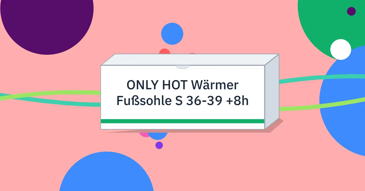 Symbolbild: Packung mit der Aufschrift ONLY HOT Wärmer Fußsohle S 36-39 +8h (PZN 17843895) – Verfügbarkeit und Bezug in Apotheken in Frankfurt am Main
