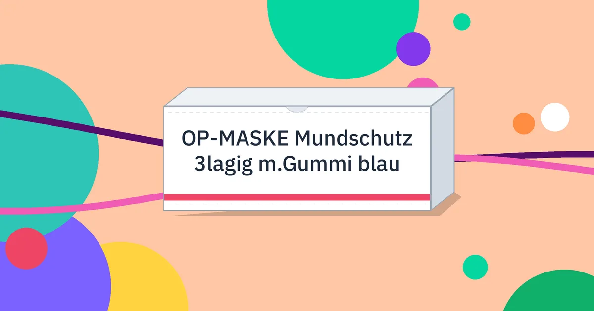 Symbolbild: Packung mit der Aufschrift OP-MASKE Mundschutz 3lagig m.Gummi blau (PZN 18062088) – Verfügbarkeit und Bezug in Apotheken in Frankfurt am Main