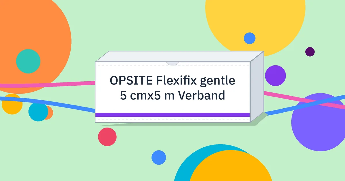 Symbolbild: Packung mit der Aufschrift OPSITE Flexifix gentle 5 cmx5 m Verband (PZN 10182321) – Verfügbarkeit und Bezug in Apotheken in Frankfurt am Main