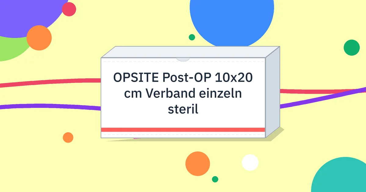 Symbolbild: Packung mit der Aufschrift OPSITE Post-OP 10x20 cm Verband einzeln steril (PZN 20284123) – Verfügbarkeit und Bezug in Apotheken in Frankfurt am Main