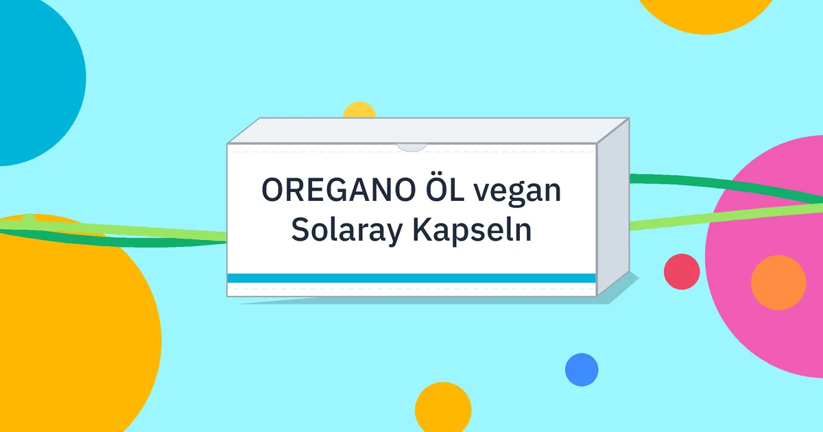 Symbolbild: Packung mit der Aufschrift OREGANO ÖL vegan Solaray Kapseln (PZN 17257996) – Verfügbarkeit und Bezug in Apotheken in Frankfurt am Main