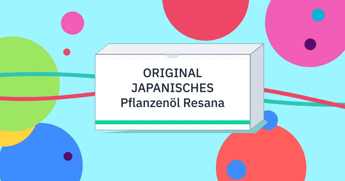 Symbolbild: Packung mit der Aufschrift ORIGINAL JAPANISCHES Pflanzenöl Resana (PZN 03089377) – Verfügbarkeit und Bezug in Apotheken in Frankfurt am Main