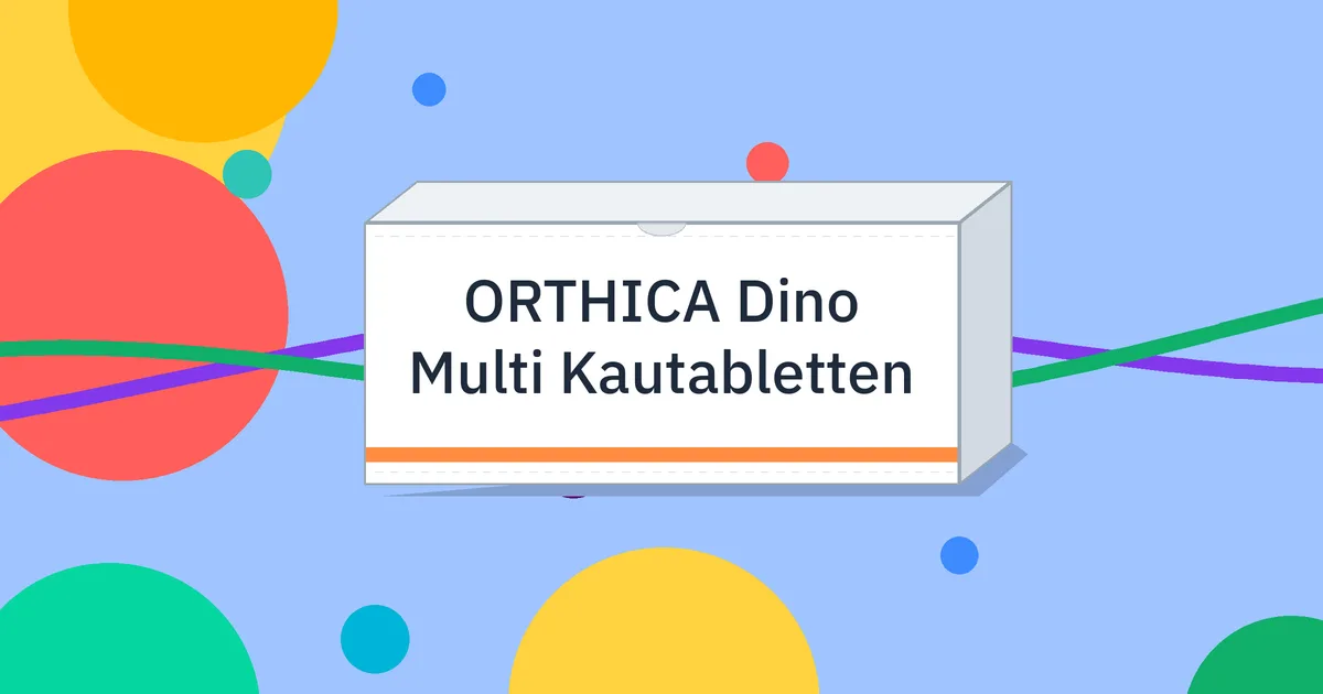 Symbolbild: Packung mit der Aufschrift ORTHICA Dino Multi Kautabletten (PZN 20513813) – Verfügbarkeit und Bezug in Apotheken in Frankfurt am Main