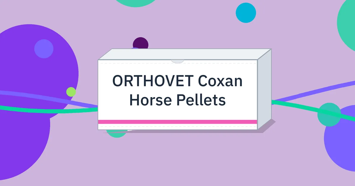 Symbolbild: Packung mit der Aufschrift ORTHOVET Coxan Horse Pellets (PZN 14320091) – Verfügbarkeit und Bezug in Apotheken in Frankfurt am Main