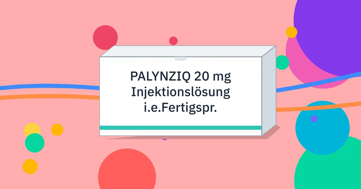 Symbolbild: Packung mit der Aufschrift PALYNZIQ 20 mg Injektionslösung i.e.Fertigspr. (PZN 15270136) – Verfügbarkeit und Bezug in Apotheken in Frankfurt am Main