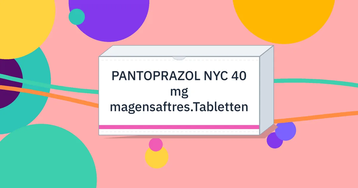 Symbolbild: Packung mit der Aufschrift PANTOPRAZOL NYC 40 mg magensaftres.Tabletten (PZN 06400700) – Verfügbarkeit und Bezug in Apotheken in Frankfurt am Main