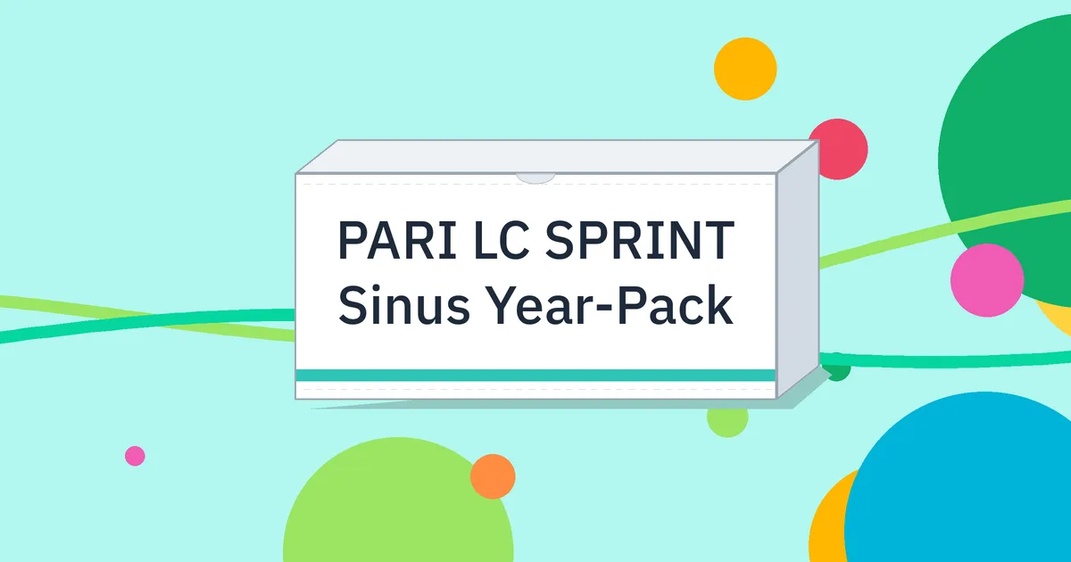 Symbolbild: Packung mit der Aufschrift PARI LC SPRINT Sinus Year-Pack (PZN 05954721) – Verfügbarkeit und Bezug in Apotheken in Frankfurt am Main